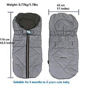 Berocia Waterproof Universal Warm Baby Stroller Sleeping Bunting Bag Toddler Footmuff Sack Cold Weather Grey