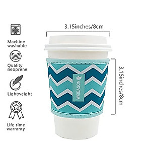 WK IEASON Reusable Hot Coffee Cup Insulator Sleeves Neoprene Hot Coffee and Tea Cup Holder Sleeves Cover Reusable 16-24OZ for Starbucks Coffee, McDonalds, Dunkin Donuts, More (Floral patterns)