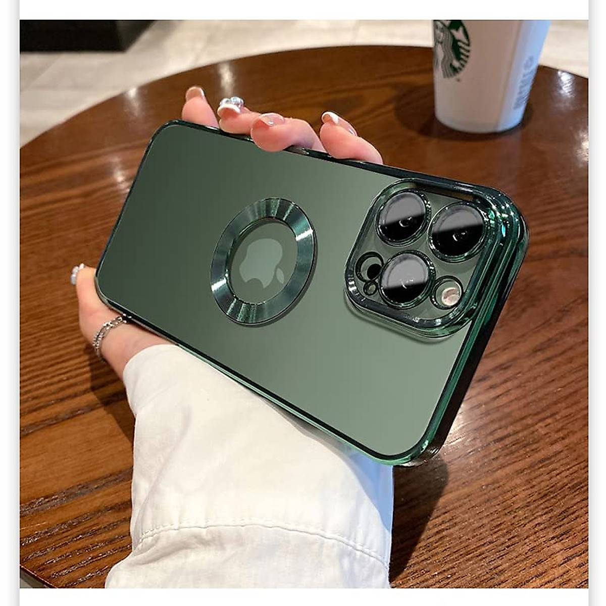 LOOBIVAL Compatible with iPhone 13 Pro Max Case with Camera Lens Protector,Logo View for Women Men, Soft Clear Back Cover, Luxury for iPhone 13 Pro Max Phone Cases (iphone13proMax, Green)