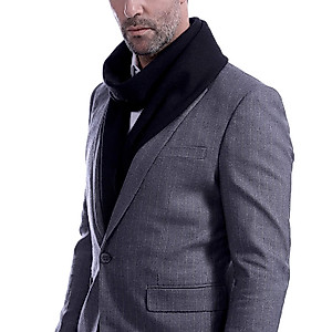 VEXTROFORT Men's Winter Scarf, Soft Large Cashmere Feel Scarves for Men without Fringes Solid - Black