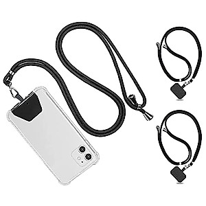 Kinizuxi Cell Phone Lanyard 3Packs, Universal Phone Lanyard with Adjustable Neck Strap, Phone Crossbody Lanyard Strap Compatible with Most Smartphones with Full Coverage Case (Black)