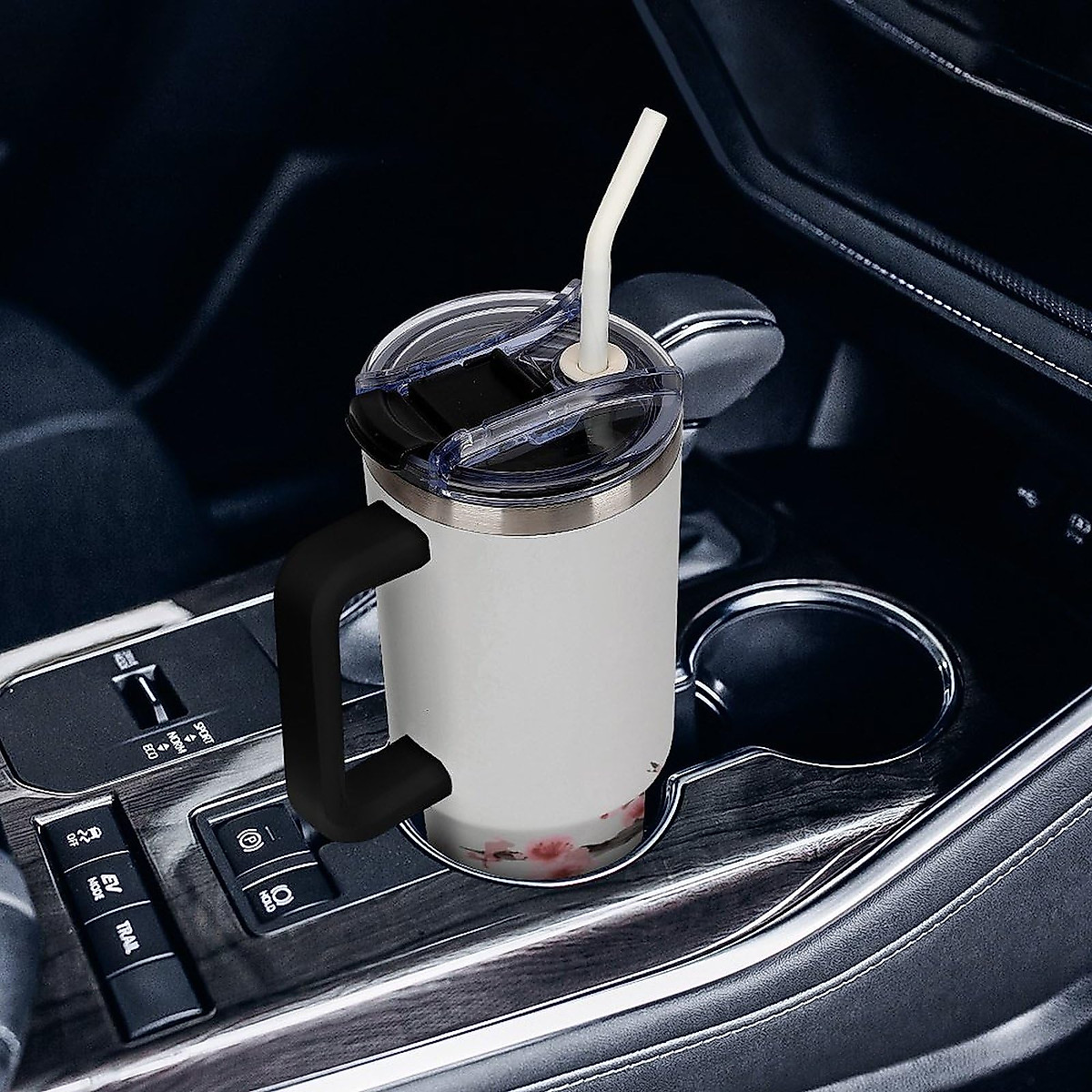 Cherry Blossom Tree Branch 40 Oz Tumbler with Handle And Straw Stainless Steel Vacuum Insulated Tumblers Reusable Keep Drinks Cold Coffee Cup Holder Friendly Gifts for Women Men Car Gym Travel