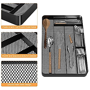 IOAIANIA Kitchen Drawer Organizer, Metal Silverware Utensil Organizer, Deep Mesh Wire, Premium Cutlery Tray for Knives, Forks, Spoons, Makeup Drawer & Utensil Holder