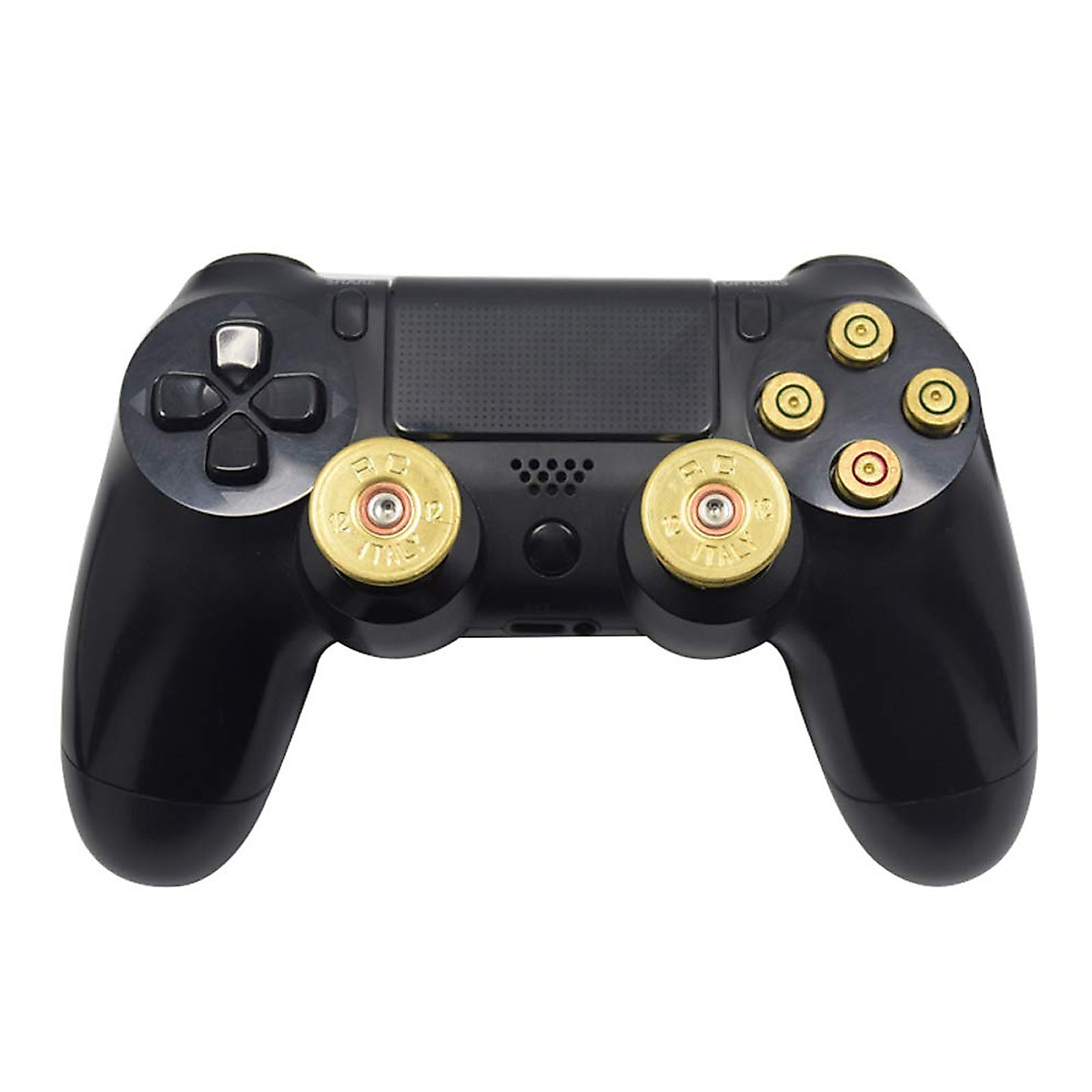 TOMSIN Gold Metal Bullet Buttons & Bullet Joystick Thumbstick for PS4 Controllers