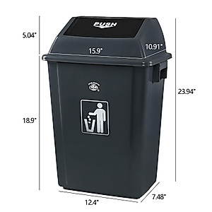 Innouse 13 Gallon Swing Top Trash Can, 4-Pack Large Plastic Kitchen Garbage Can, Gray