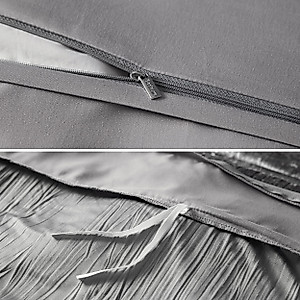 Bedsure Velvet Duvet Cover Set - Luxurious, Glossy King Size Duvet Cover Set, Grey Duvet Cover King Size with 2 Pillow Shams (Silver Grey, King, 104 x 90 inches)