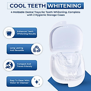 Teeth Whitening Trays Moldable 4 Dental Trays 2 Retainer Case Teeth Trays for Tooth Whitening Gel Compatible with Opalescence Teeth Whitening Gel