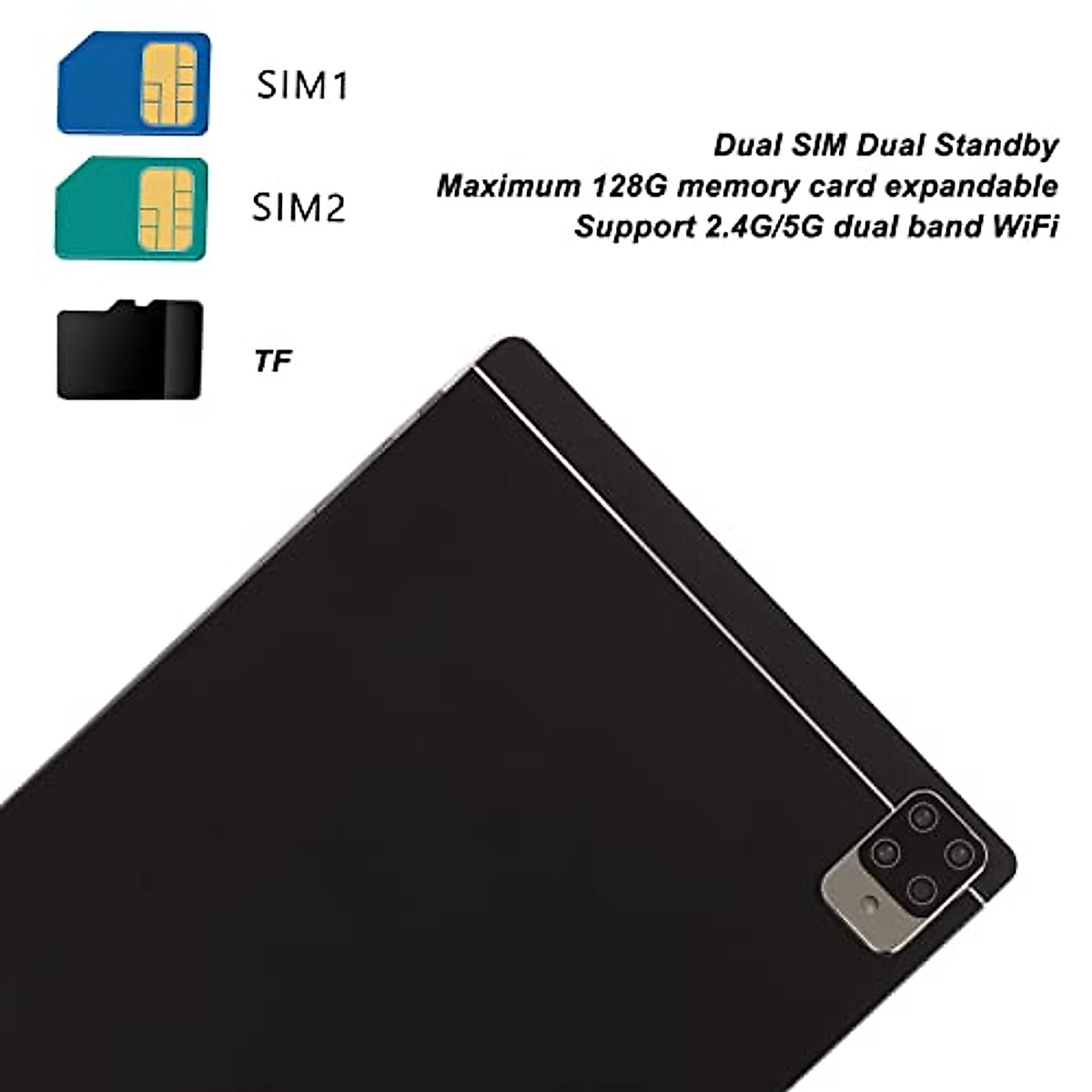 ASHATA 2022 Newest 10Inch 4G Network Tablet, 5G WiFi Tablet for Kids, 6GB RAM 256GB ROM Octa Core CPU IPS Display 3 Card Slots, Capacitive Touch Screen, Easy to Use for Seniors (US Plug)