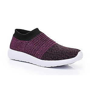 CullForYou Women's Flexible Knit Walking Shoe (8 M US,Purple/Black)