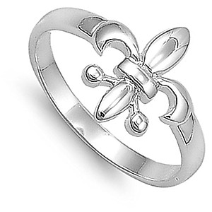 Sterling Silver Fleur De Lis Ring French Symbol Lily Design Solid 925 Size 6