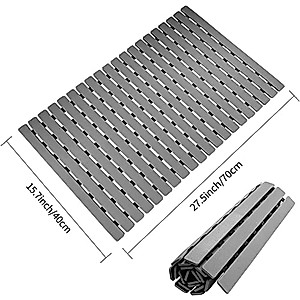 MBOSS Bath Tub Shower Mat Non Slip Bathtub Mats for Bathroom Shower Floor Mat Bath Mats for Shower Tub Anti Slip Shower Mat with Drain Hole and Large Suction Cups (Grey, 27.5 X 15.7 Inch)