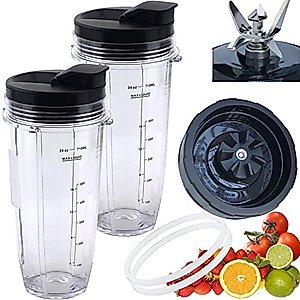 [ New Model] Replacement blender Blade and 24oz cups Accessories, Only Compatible with Nutri Ninja Foodi Power Blender SS150,SS151,SS300, SS350,SS351, SS351TGT, CO351B, SS100, SS101, SS101C, CO101B