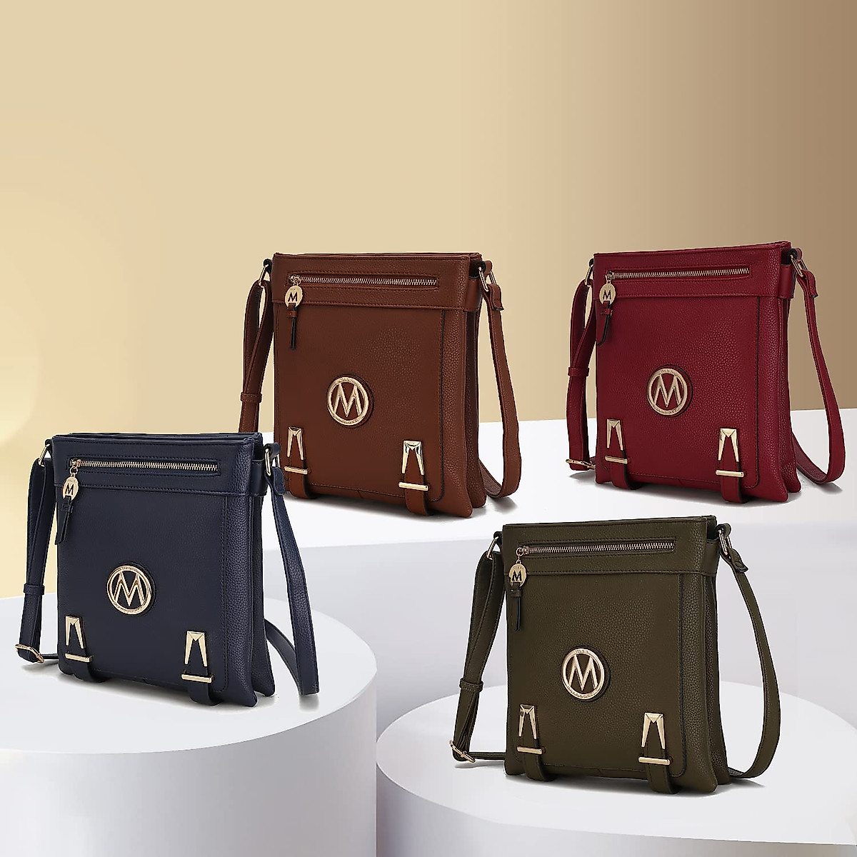 MKF Collection Crossbody bag for women Vegan leather Crossover Designer messenger Purse Light Blue by Mia k