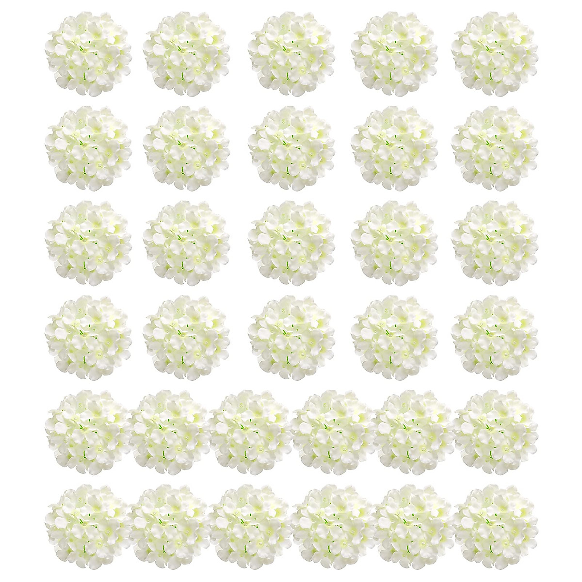 Auihiay 32 Pieces Artificial Hydrangea Flowers White Hydrangea Flower Heads with Stems for Wedding Centerpiece Home Garden Party Decoration