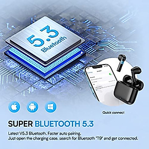 BEBEN Wireless Earbuds with Touch Control, Stereo Sound, 35H Playtime, Waterproof - for iPhone, Android