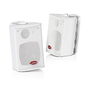 BOSS Audio Systems MGR350B Marine Gauge Receiver - Bluetooth, Digital Media MP3 Player + MR4.3W 200-Watt 3 Way Marine 4-Inch Enclosed System Speakers.