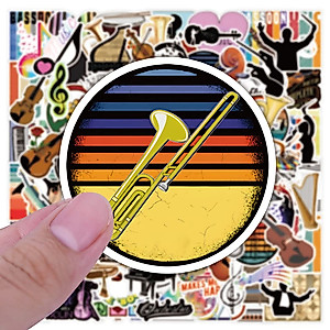 100Pcs Music Stickers for Orchestral, Violin Laptop Stickers for Kids,Musical Instrument Aesthetic Vinyl Waterproof Piano Decal Sticker for Water Bottles,Skateboard,Guitar,Gifts for Adults Teens