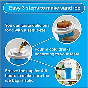 Slushie maker cup, Homemade Squeeze Icy Quick Frozen Magic Cup Slushy With Lids And Straws For Kids & Adults (Blue)