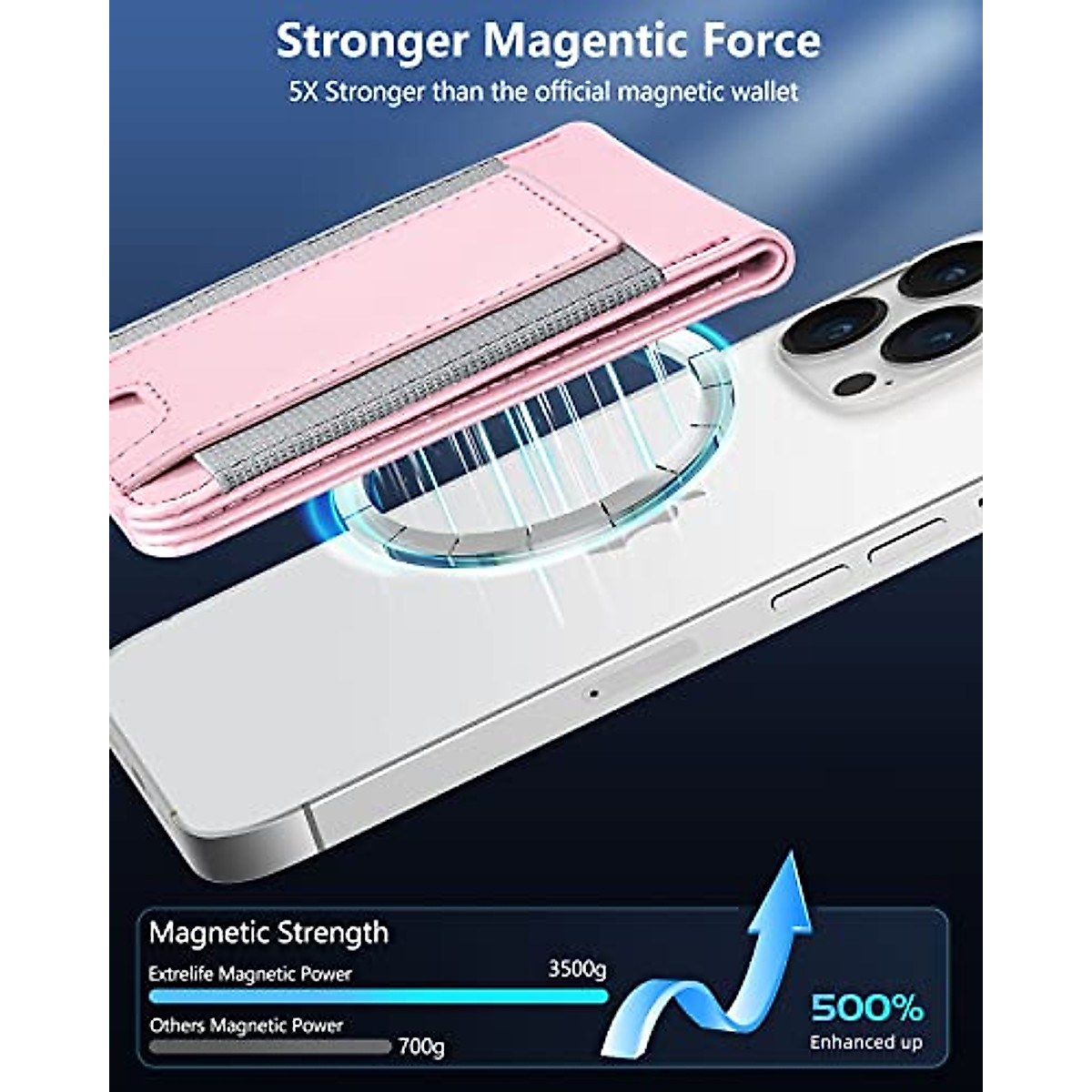 2-in-1 Magnetic Wallet, Up-grade with iPhone Wallet and Adjustable Stand, Open ID Window, Magnetic Wallet for iPhone 14 Pro Max/14 Pro/14/14 Plus/13/12 Series, 9 Cards Holder, Vegan Leather, Pink