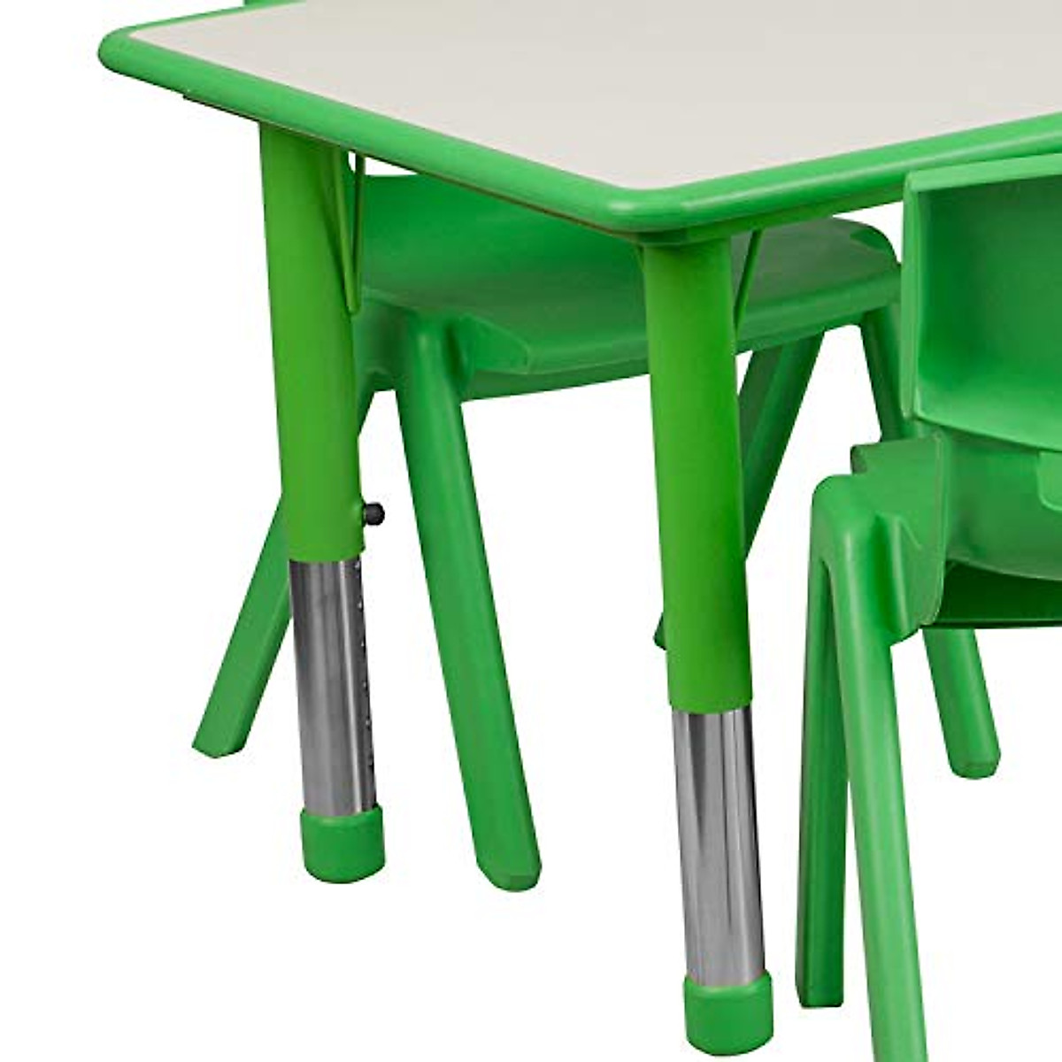 BizChair 23.625" W x 47.25" L Green Plastic Activity Table Set-6 Chairs