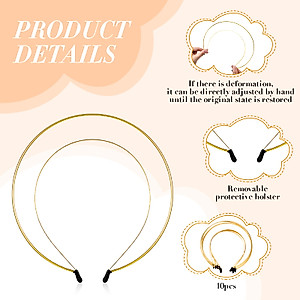 10 Pcs Photoshoot Hair Band Angel Bridal Metal Headband Double Wire Headband Halloween Costume Headpiece Wedding Goddess Crown DIY Hair Accessories for Women and Girls Halloween Parties (Gold)
