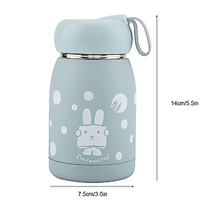 BORDSTRACT Kids Vacuum-Insulated Water Bottle, Stainless Steel Cute Rabbit Pattern Vacuum Cup Mug, Vacuum Insulated Water Bottle 304 Stainless Steel, for Toddlers Girls Boys (320ML 4 Color)(Blue)