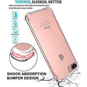 Folmeikat Compatible with iPhone 8 Plus Case, iPhone 7 Plus/iPhone 6 Plus/6s Plus Case Screen Protector Slim Shock Absorption Reinforced Corner Soft TPU Silicone Clear Case 5.5" (Clear)