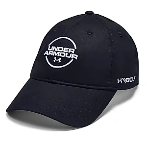 Under Armour Men's Jordan Spieth Washed Cotton Cap, Black (001)/White, One Size Fits all