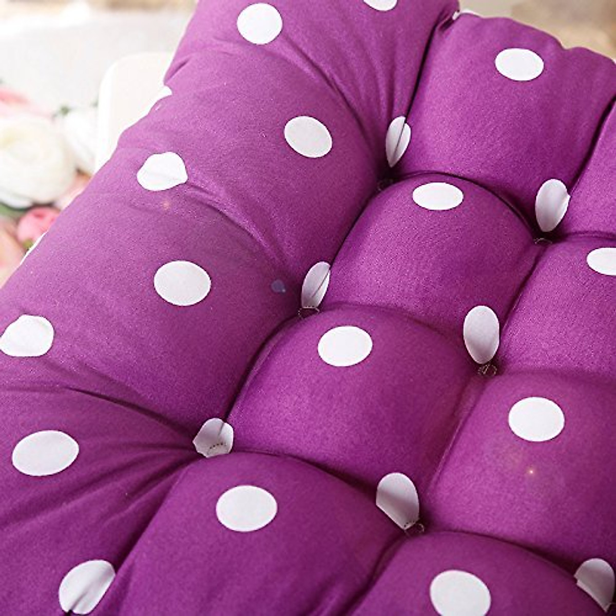 YunNasi 14'' x 14'' Thick Soft Dotted Home Office Chair Pad Seat Cushion (Deep Purple with White dots)