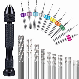 Mudder 36 Pieces Hand Drill Set, Include Pin Vise Hand Drill, Mini Drills and Twist Drills for Craft Carving DIY (0.3-1.2 mm PCB Drill)