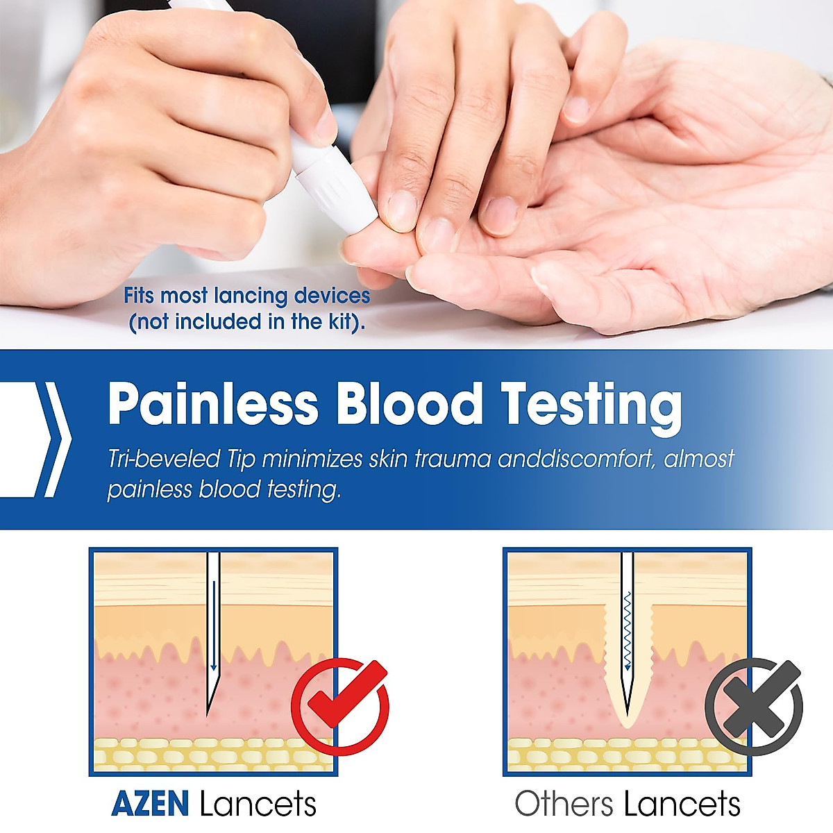 AZEN 350 Pcs Lancets for Diabetes Testing, 30 Gauge Multicolored Blood Sugar Lancets, Diabetic Lancets for Lancing Device