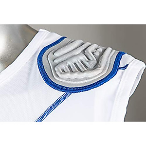 CHAMPRO men Bull Rush Football Compression Shirt with Integrated Cushion System , White, Grey, Large