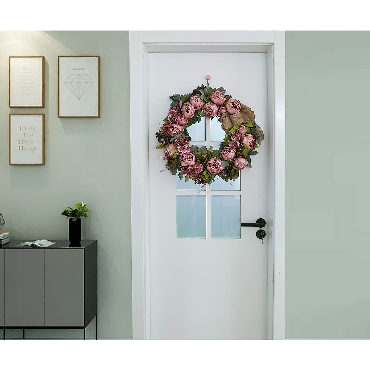 Wreaths for Front Door 24 inch Fall Wreaths Door Wreaths for Front Door with Peony Grapevine Base in Spring Summer Autumn Winter Wreaths for Indoor Outdoor