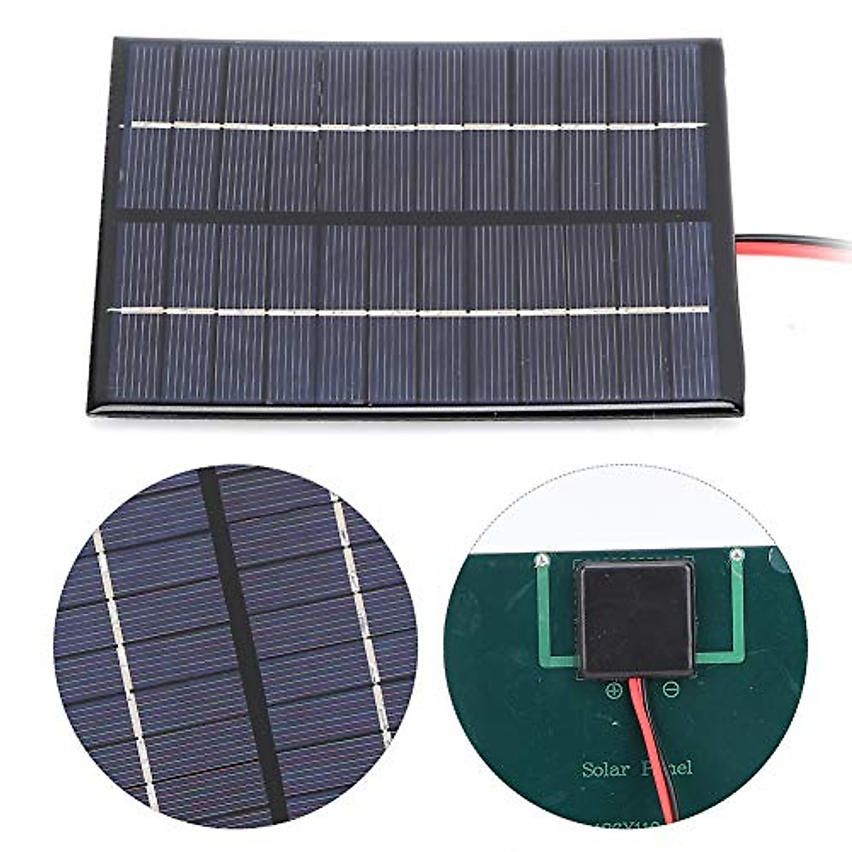 Alomejor Solar Panel 2W 12V Polycrystalline Silicon DIY Portable High Efficiency Solar Module with Clip for Outdoor Emergency Charging