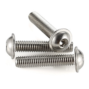 M8-1.25 x 8mm Flanged Button Head Socket Cap Screw Bolts, 304 Stainless Steel 18-8, Allen Socket Drive, Bright Finish, Fully Threaded, Pack of 20