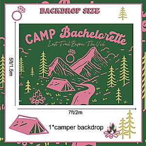Camp Bachelorette Party Decor 7 * 5ft Pink Green Backdrop Last Trail Before The Veil Banner Hiking Camp Bachelorette Party Supplies Bachelorette Banner for Wedding Bridal Shower Bunting Party