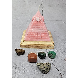 Pyramid Candle with hidden Crystals, Candle with Crystal Hidden Inside, Mystery Candles with Crystals (Pink)