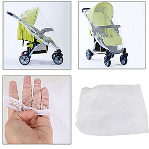 Baby Stroller Mosquito Bug Net Insect Netting Cover 59" Large Size for Pram, Buggy, Infant Carriers, Car Seats, Cradles, Cribs, Bassinets, Playpens, Baby Stroller Bed Full Mesh Cover (White)