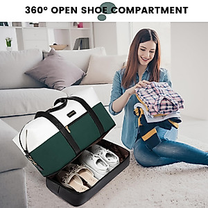 LOVEVOOK Weekender Bag, Large Travel Duffel Bag for Women with 2 Packing Cubes, Carry on Overnight Bag with Shoe Compartment, Mom Hospital Bags for Labor and Delivery,White Green Black