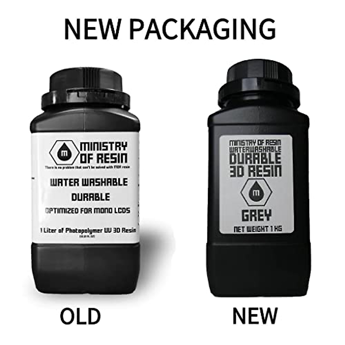 Water Washable Resin Durable Non-Brittle Low Odor 3D Printer Resin Optimized for Mono LCD Made in The USA 405nm Photopolymer Resin for LCD 3D Printing 1L Grey