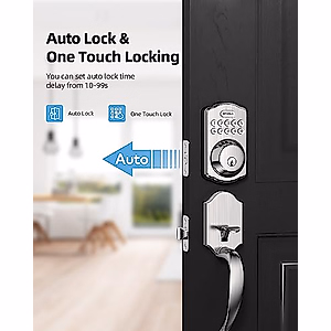 Revolo RE001 Electronic Keypad Deadbolt, Keyless Entry Door Lock, Keyed Entry, Auto Lock, Smart Lock with Handle, Front Door Handle Sets, Anti-Peeking Password, Satin Nickel