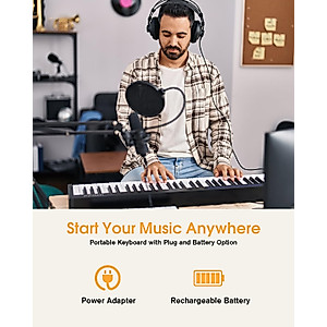 KONIX Keyboard Piano 88 Key, Beginner Semi Weighted Keyboard Piano with Full Size Key, Portable Electric Piano Keyboard Include Sustain Pedal, Power Supply and Piano Bag