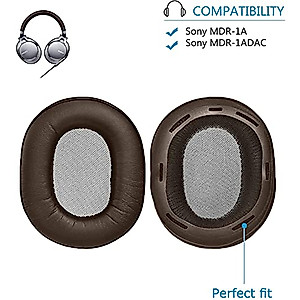 MDR-1A Earpads Replaceable Earmuffs Ear Pad Ear Cushion Repair Parts are Compatible with Sony MDR-1A/1A-DAC /1A-BT Headphones（Dark Brown）