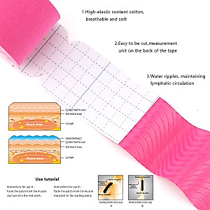 AUPCON Kinesiology Tape Elastic Kinesiology Therapeutic Athletic Tape Hypoallergenic Breathable Cotton Sports Muscle Tape Therapy Recovery Support for Knee Shoulder Ankle Elbow Shin (5m-Mix-Precut)