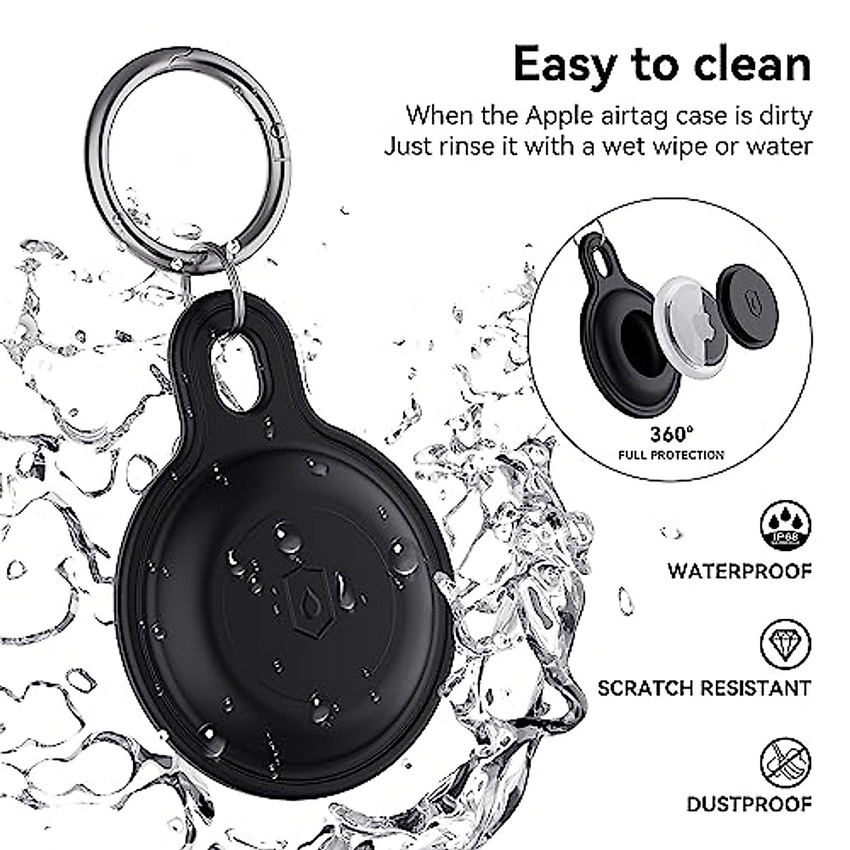 4 Pack Airtag Holder Keychain,Waterproof Apple airtag case with Key Ring,Silicone Air Tags Case for Luggage,Keys,Car,Bags,Kids,Backpack