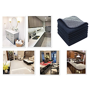 VeraSong Microfiber Dish Cloths Fast Drying Kitchen Cleaning Cloth Dish Rags Dust Cloths Ultra Absorbent Lint Free Washcloths with Poly Scrub Side 12inch x 12inch 8 Pack (Black)