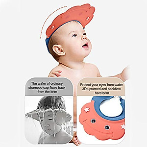 Denpetec Baby Shower Cap,Adjustable Bath Silicone Shower Cap for Kids,Large Hair Washing Hat for Toddlers