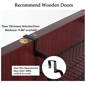 6-Tier Over the Door Pantry Organizer Rack, Hanging Storage Metal Rack with 6 Baskets, Door Organization Kitchen Spice Rack, for Kitchen Bathroom Bedroom(Black)