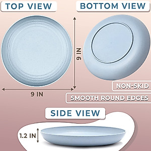 4pcs Wheat Straw Plates Set - Microwave Plate Plastic Plates Reusable Wheat Straw Dinnerware Sets Camping Plates Wheat Plates Microwavable Plates - Unbreakable Plates Microwave Plates for Heating Food