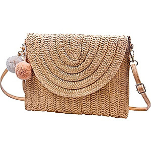 Freie Liebe Straw-Purses for Women Summer Woven Crossbody-Bags Clutch Purses